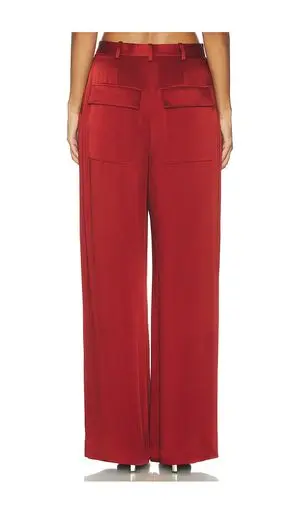 Lapointe Satin Relaxed Pleated Pant - Rust