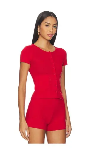 PEACHY DEN Marie Knit Polo Top - Jam