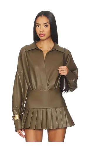 Norma Kamali Super Oversized Boyfriend Shirt Bodysuit - Bark