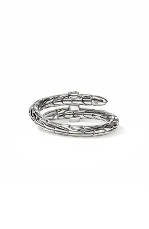 John Hardy Spear Flex Ring With Sapphire Pav - Silver