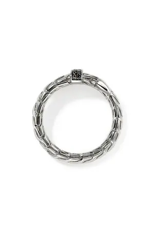 John Hardy Spear Flex Ring With Sapphire Pav - Silver