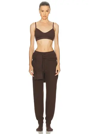 NEGATIVE UNDERWEAR Waffle Knit Lounge Bralette In Brown - Espresso