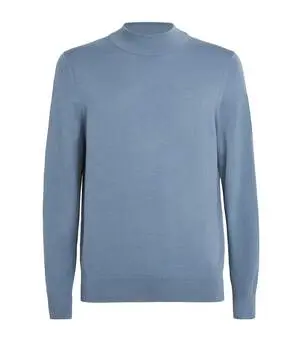 Sandro Wool High-neck Sweater - Blue