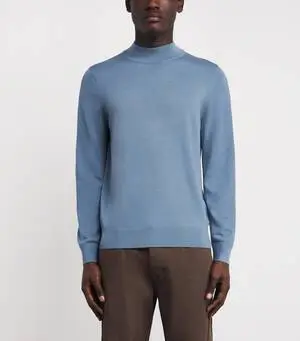Sandro Wool High-neck Sweater - Blue