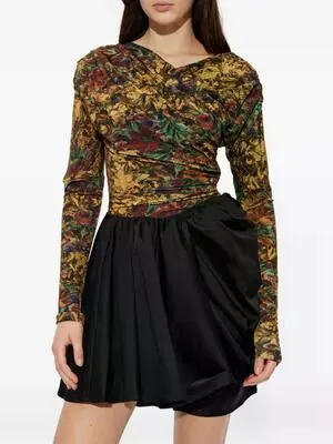 GANNI Floral Long-sleeve Top - Neutrals