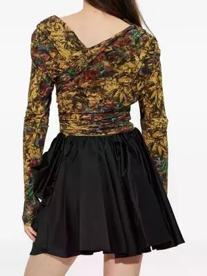 GANNI Floral Long-sleeve Top - Neutrals