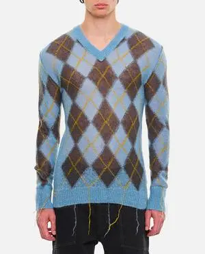 Marni Argyle V-neck Sweater