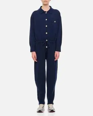 BARRIE Cashmere Jumpsuit With Front Buttons - Blue