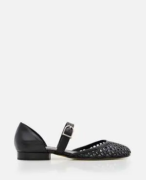 DURAZZI MILANO Perforated Leather Ballerina Flats - Black