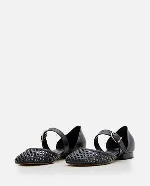 DURAZZI MILANO Perforated Leather Ballerina Flats