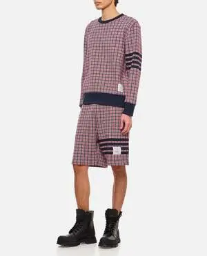 Thom Browne Cotton Crewneck Sweatshirt With 4-bar Stripe - Multicolor