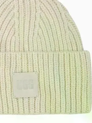 UGG Ribbed Beanie With Logo Patch