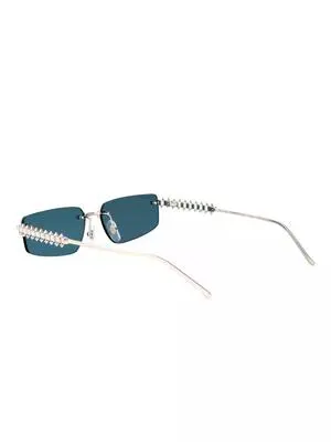 Cartier Studded Rectangle-frame Sunglasses - Blue
