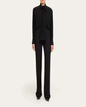 TOM FORD Wool-blend Straight-leg Trousers - Black