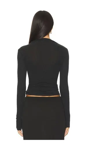 Enza Costa Twist Front Long Sleeve Top - Black