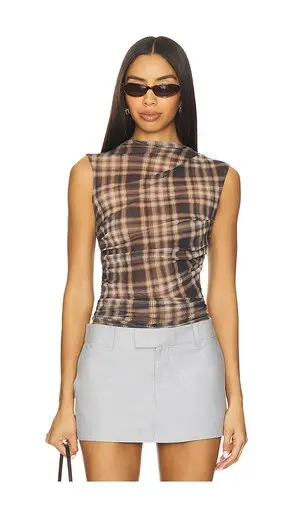 Enza Costa Sleeveless Twist Mesh Top