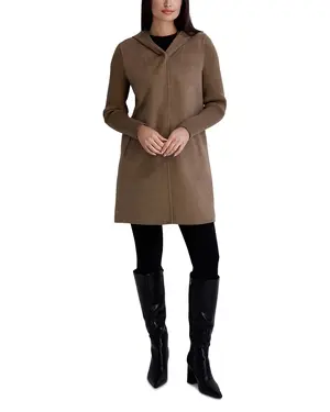 KENNETH COLE Hooded Double Face Coat - Nutmeg