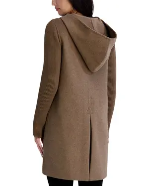 KENNETH COLE Hooded Double Face Coat - Nutmeg