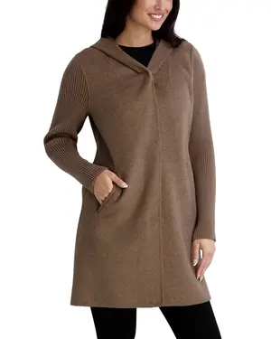 KENNETH COLE Hooded Double Face Coat - Nutmeg