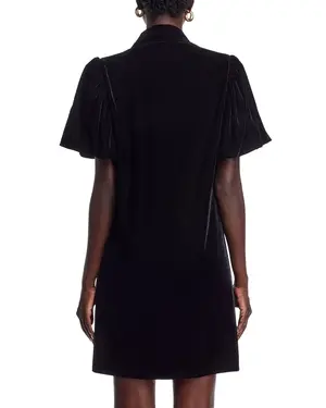 AREA STARS Mock Neck Velvet Mini Dress - Black