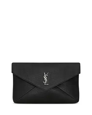 Saint Laurent Cassandre Large Envelope Pouch - Black