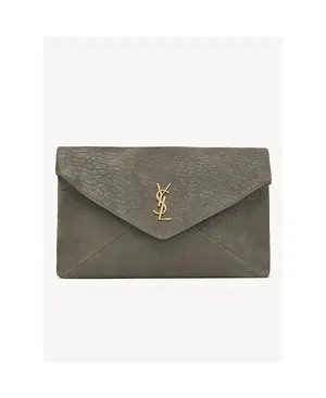 Saint Laurent Cassandre Large Envelope Pouch - Zinc Grey
