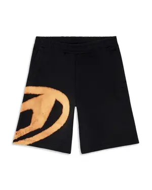 DIESEL P-crow-bleach Cotton Shorts - Deep/black