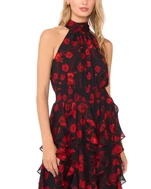1.State Floral Ruffle Cascading Maxi Dress