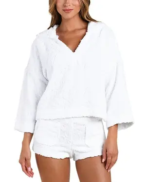 L'Agence Lee Ornate Terry Top Swim Cover-up - White