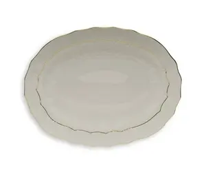 HEREND Golden Edge Oval Platter - White/gold