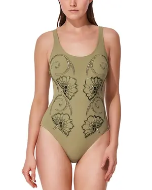 GOTTEX Hokkaido Scoop Neck One Piece Swimsuit - Light Olive