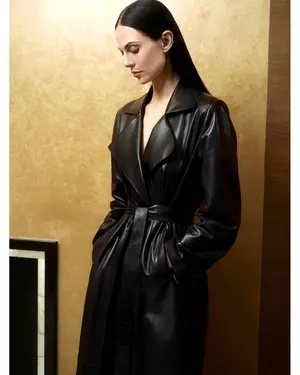 Nour Hammour Kasha Leather Belted Coat
