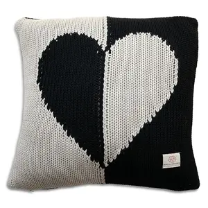 PINK LEMONADE Dual Hearts Cushion Pillow, 16 X 16 - Black