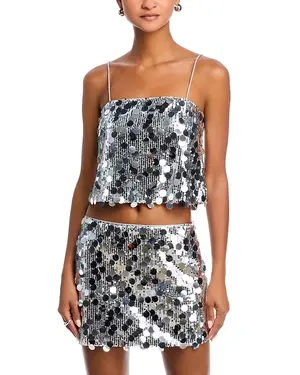 Aqua Sequined Camis Tanks For Women