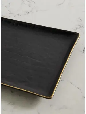 L'Objet Gold-plated Croc-effect Porcelain Tray
