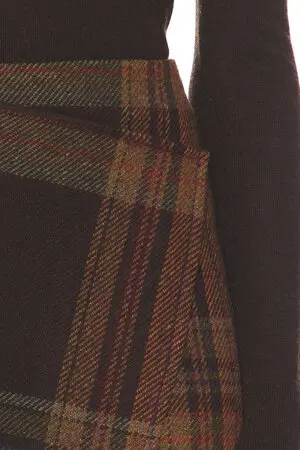 Polo Ralph Lauren Herringbone Midi Wrap Skirt - 1926 Brown Plaid Multi