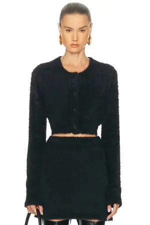 Helmut Lang Cropped Eyelash Cardigan