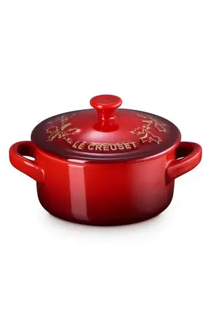 LE CREUSET Holly Collection Mini Round Cocotte - Cerise