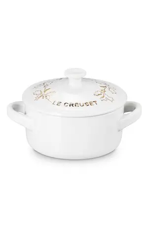 LE CREUSET Holly Collection Mini Round Cocotte - White