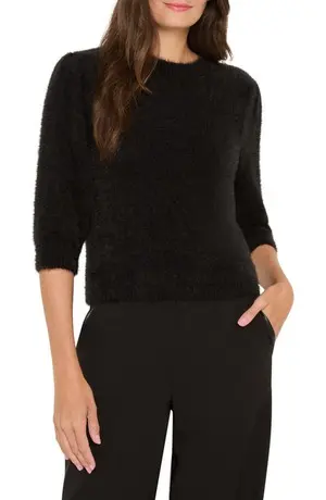NIC+ZOE Cozy Chic Elbow Sleeve Sweater - Black Onyx