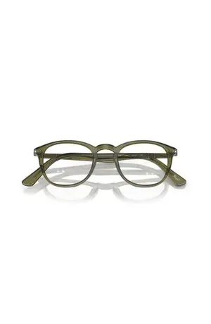 Persol 49mm Round Frame Optical Glasses - Green