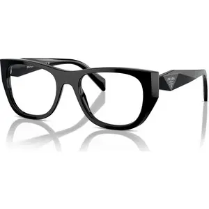 Prada 52mm Irregular Full Rim Eyeglasses - Black