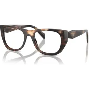 Prada 52mm Irregular Full Rim Eyeglasses - Tortoise