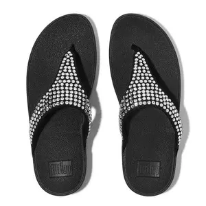 Fitflop Lulu Maxi-crystal Two-bar Slides - Black