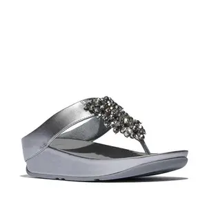 Fitflop Rumba Iridescent Beaded Toe-post Sandals - Silvereen