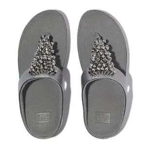 Fitflop Rumba Iridescent Beaded Toe-post Sandals - Silvereen