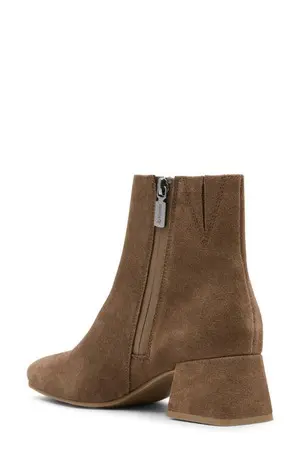 Blondo Lizzy Waterproof Square Toe Block Heel Bootie - Taupe Suede