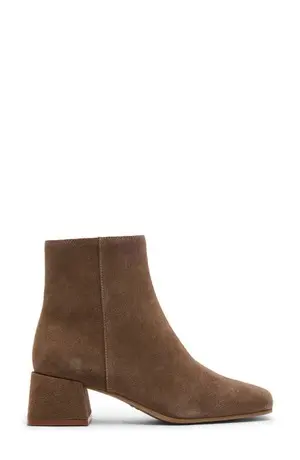 Blondo Lizzy Waterproof Square Toe Block Heel Bootie - Taupe Suede