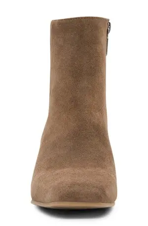 Blondo Lizzy Waterproof Square Toe Block Heel Bootie - Taupe Suede