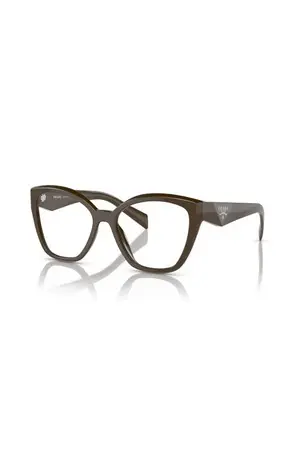 Prada 52mm Irregular Full Rim Eyeglasses - Brown